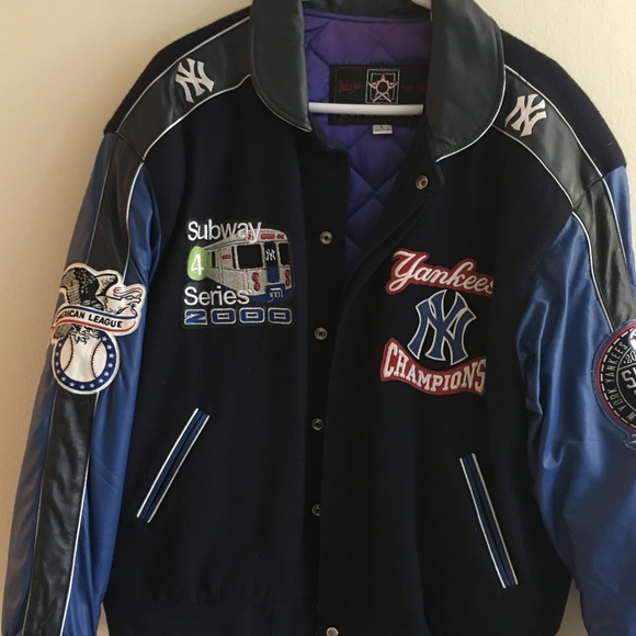 Jackets & Coats | Vintage Yankee Subway Series Leatherwool Jacket ...